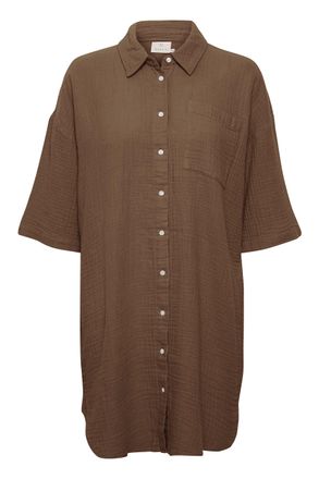 Kaffe Damen, Oversized Half Sleeves Buttons Chest Pocket Shirt, Soft Silt, L/XL