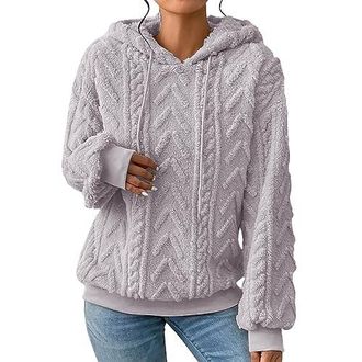 Generic Pull dhiver pour femme - Manteaux et vestes d&eacute;t&eacute; pour femme - Sweat &agrave; capuche pour lautomne et l&eacute;t&eacute; avec poches, gris, XXL