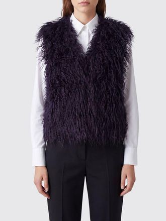 Forte_Forte Gilet en fausse fourrure bleue &agrave; encolure en V