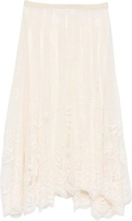 Fabiana Filippi Femme, Jupes, Beige, Taille: 38 FR Floral Lace Asymmetric Midi Skirt