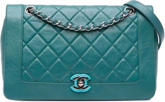 Chanel Hobo Bags - Medium Crumpled Calfskin Bi Vintage Full Flap - Gr. unisize - in Blau - f&uuml;r Damen
