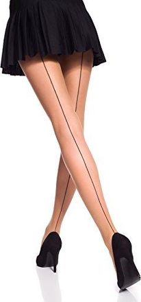 Romartex Collant 20 DEN avec coutures au dos pour femme 3 couleurs Taille S-L - Beige - Large