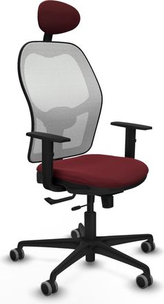 Piqueras y Crespo Jorquera B&uuml;rostuhl mit 1D-Armlehnen und festem Kopfteil, ausgestattet mit Syncro/Traslack und Schaumstoff, Rollen 65 mm, Parkett, Wei&szlig;/Granatrot