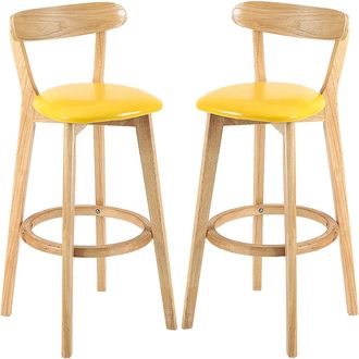 Generic Barhocker mit R&uuml;cken- und Fu&szlig;st&uuml;tze, gepolsterte Barhocker f&uuml;r K&uuml;che und Esszimmer, hohe Barhocker mit Holzrahmen, bis 136 kg belastbar, einfache Mont