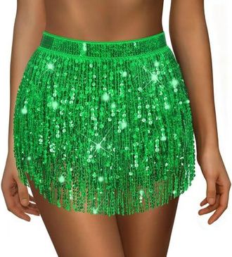 Generic Jupe unie en mousseline de soie pour femme - Jupe de danse bulle - Jupe courte - Jaune, vert noir, taille unique