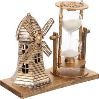 OSALADI Vintage Leuchtturm Sanduhr Dekoration aus Metall in Gold Retro Tisch Ornament f&uuml;r B&uuml;ro und Zuhause Langlebige B&uuml;ro und Wohnraumverzierung