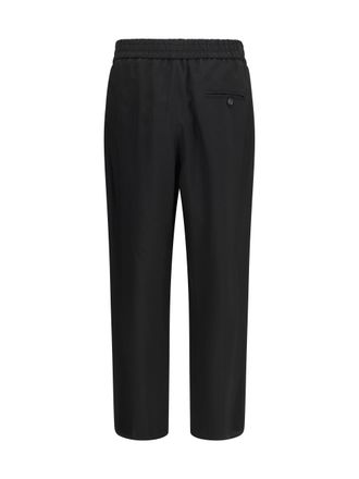 Giorgio Armani Mens Wide-Leg Viscose Pants Black Beauty Trousers