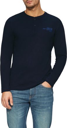 s.Oliver Henley-Shirt mit Flammgarnstruktur und Stickerei