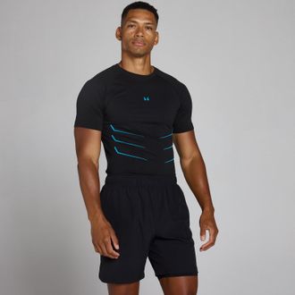 MyProtein T-shirt sans couture Lift MP coupe muscle - Noir d&eacute;lav&eacute;/Bleu puissant - XS