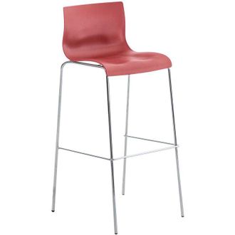 Clp Barhocker Hover Kunststoff 4-Fu&szlig; Gestell rot chrom