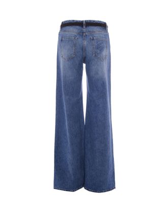 Elisabetta Franchi Womens Palazzo Jeans Vintage Blue Cotton