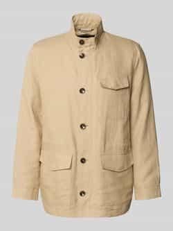 Bugatti Leinenjacke mit Stehkragen und Pattentaschen