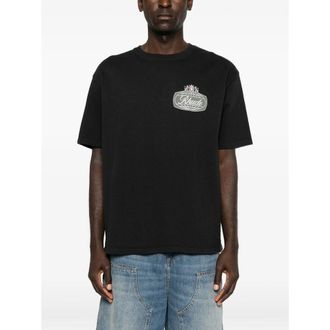 Rhude Logo-Printed Cotton T-Shirt - Black