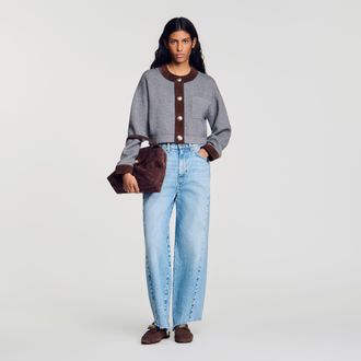 Sandro Cardigan mit Wildledereins&auml;tzen