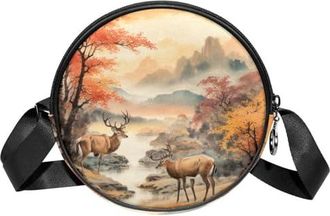 Generic Petit sac &agrave; bandouli&egrave;re Circle pour femme, petit sac &agrave; bandouli&egrave;re avec fermeture &eacute;clair, bretelles r&eacute;glables, sac &agrave; main rond d&eacute;contract&eacute; pour femmes