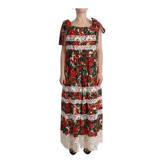 Dolce & Gabbana Geranium Print Lace Long Maxi Dress - - Dresses - Damen - Mehrfarbig - L