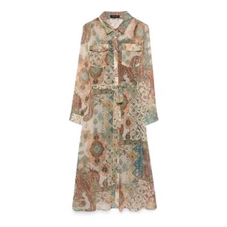 Fiorella Rubino Hemdblusenkleid mit Paisley-Muster - - Dresses - Damen - Beige - 5XL