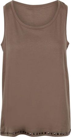 Max Mara Femme, Tops, Beige, Taille: 36 FR Top en jersey de coton et modal avec clous