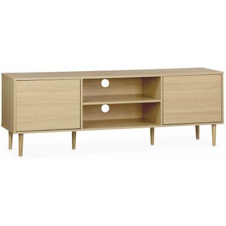 Sweeek Sweeek - TV-M&ouml;bel in Naturholzeffekt - 2 Schubladen - 2 Ebenen - 2 T&uuml;ren l 160 cm