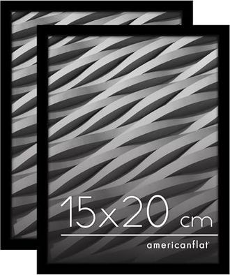 Americanflat Bilderrahmen 15x20 aus Kunststoff (2er Pack) - Bilderrahmen 20x15 cm mit bruchsicherer Scheibe - inklusive St&auml;nder und integrierter Aufh&auml;ngung f&uuml;r Hoc