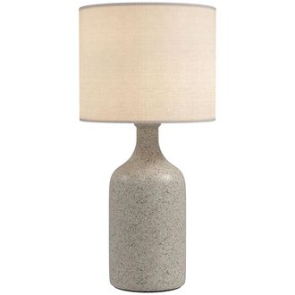 HOMCOM Tischlampe Tischleuchte, Vintage Nachttischlampe Schreibtischlampe mit Keramiksockel, Leinenschirm, Wippschalter, Leselampe mit E27 Fassung, f&uuml;r Schla