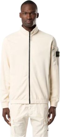 Stone Island Homme, Sweatshirts et sweats &agrave; capuche, Blanc, Taille: M Cotton Fleece Pocket Zip Cardigan