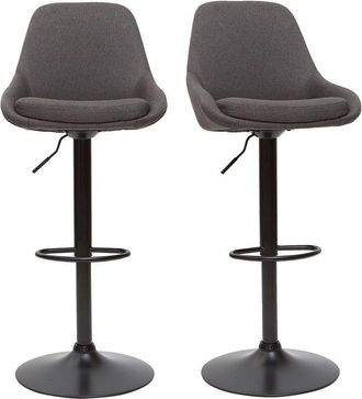 Miliboo Höhenverstellbare Barhocker dunkelgrau (2er-Set) HOLO