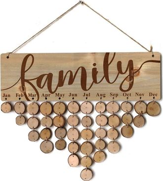 Vosarea 82pcs Holz Erinnerung Kalender Familien Geburtstagskalender DIY Hängen Geburtstag Plaque Hause Dekoration Geschenk