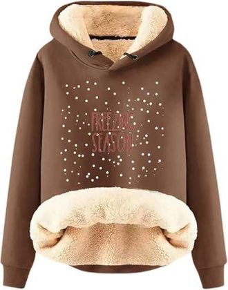 Generic Sweat à capuche de Noël pour femme avec doublure en polaire, sweat à capuche de Noël pour femme, imprimé 3D, chaud Chirstmas Sweat-shirt à capuche de 