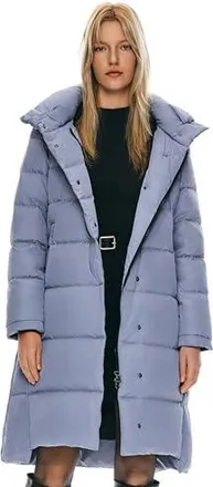 Orolay Veste Dhiver Manteau à Capuche pour Femme en Duvet Garde au Chaud et à la Mode Bleu XL