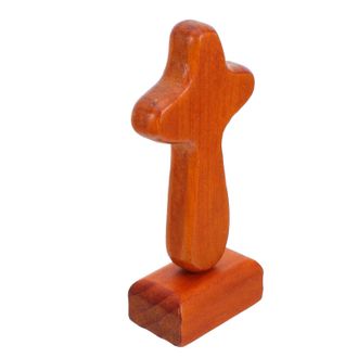 NUOBESTY Rustikales Holzkreuz mit Magnetfu&szlig; Handkreuz zum Beten Dekoratives Tischkreuz 10,4x6x1,5cm f&uuml;r Wohnraum B&uuml;ro und Kirche