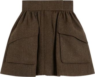 Max Mara Femme, Jupes, Brun, Taille: 40 FR Jupe en Laine Marron Poches Devant
