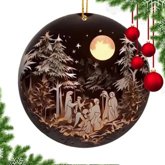 Generic Christliche Weihnachtsdekorationen 2D Acryl Krippe Verzierungen,Weihnachtsdekoration f&uuml;r Ostern Fenster Party Urlaub Kirche Wand Feier