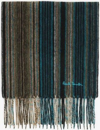 Paul Smith gestreifter Schal aus Schurwolle in Schwarz
