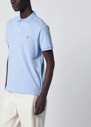 Polo Ralph Lauren Hellblaues Custom Slim-Fit Poloshirt aus Baumwolle
