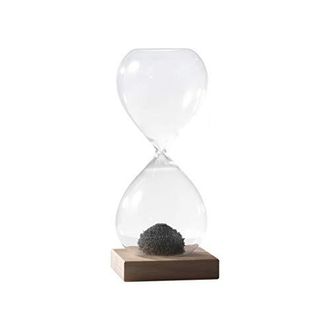 Mascagni Magnetische Sanduhr H16 cm Basis Holz Buche Eiche Sand/Grau