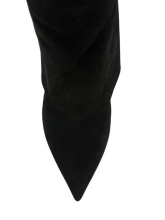 Casadei Suede Pointed-Toe Boot - Black