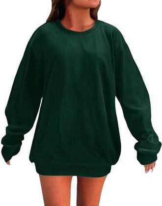Generic Sweatshirts pour femmes UK Sweatshirts UK pour femmes, couleur unie, haut surdimensionn&eacute;, col rond, manches longues, automne hiver, d&eacute;contract&eacute;, confo
