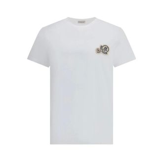Moncler Homme, Tops, Blanc, Taille: S T-shirt en Coton avec Logo