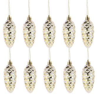 OSALADI 10 St&uuml;ck Weihnachtsbaumschmuck Tannenzapfen H&auml;ngend Kunststoff Goldfarbig Leicht f&uuml;r Weihnachtsfeier und Festtagsdekoration