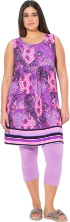 Ulla Popken Damen große Größen Übergrößen Plus Size Jersey-Minikleid, Paisley, A-Linie, Rundhals, ärmellos kräftiges pink 46+ 829368800-46+