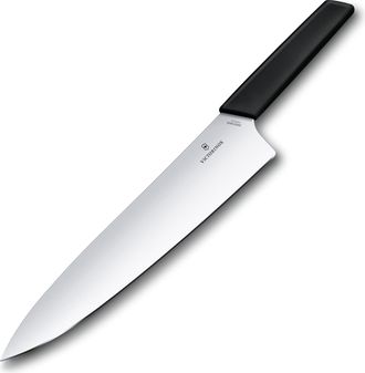 Victorinox by Swiss Army Swiss Modern Tranchiermesser für Fleisch, Gerader Schliff, 25 cm lange Klinge aus Edelstahl, Ergonomischer Kunststoffgriff, Schwarz