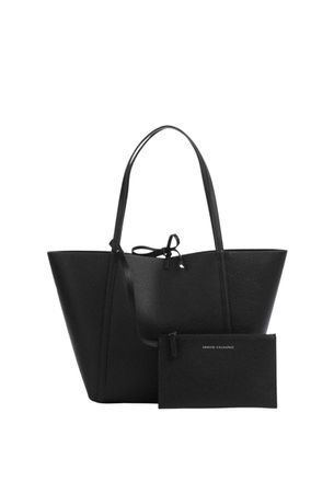 A|X Armani Exchange Womens Essential, Angie, italic logo, internal pochette, Shopping bag, Black, One size