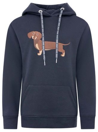 Zwillingsherz Hoodie Dackel Stickerei vorne, weiche Fleece Innenseite, bedruckte Kordel