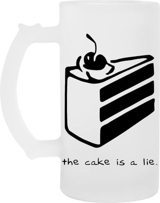 Vendax The Cake Is A Lie Glas Bier Becher Tasse Glass Beer Mug Cup