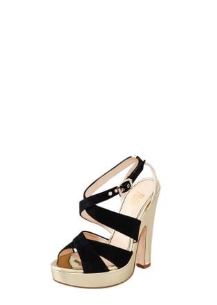 Jerome Rousseau Black Suede Sandals Size 36.5