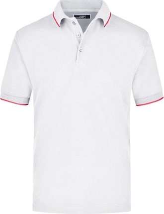 James & Nicholson Poloshirt Kontrast - Farblich akzentuiertes Poloshirt aus gekämmter Baumwolle | Farbe: white/red | Grösse: L