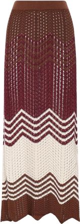 Akep Femme, Jupes, Rouge, Taille: 38 FR Gonna Lunga Chevron