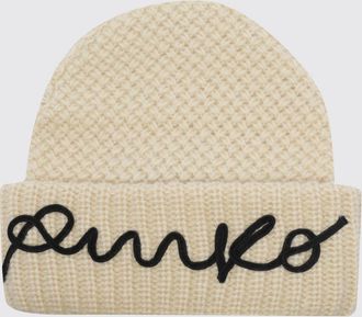 Pinko Bonnet beanie en maille c&ocirc;tel&eacute;e avec revers et logo brod&eacute;