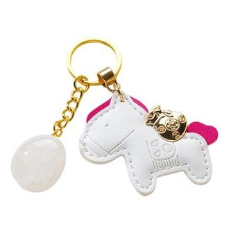 Generic Porte-cl&eacute;s en cuir - Ann&eacute;e du cheval - 7,9 cm - Porte-cl&eacute;s en forme danimal mignon pour d&eacute;coration - Breloque en cuir - Pendentif de sac &agrave; dos avec fe